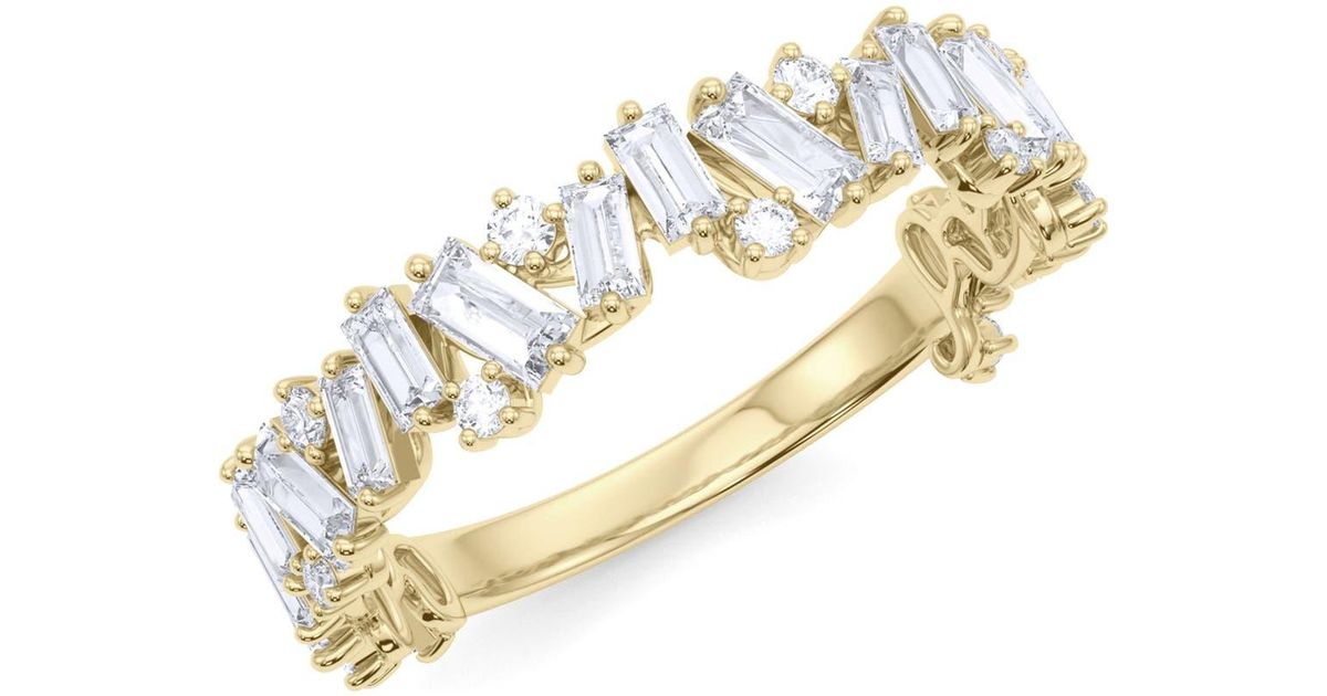 HauteCarat Radiant Cut Lab Grown Diamond 18K Eternity Band in Metallic ...