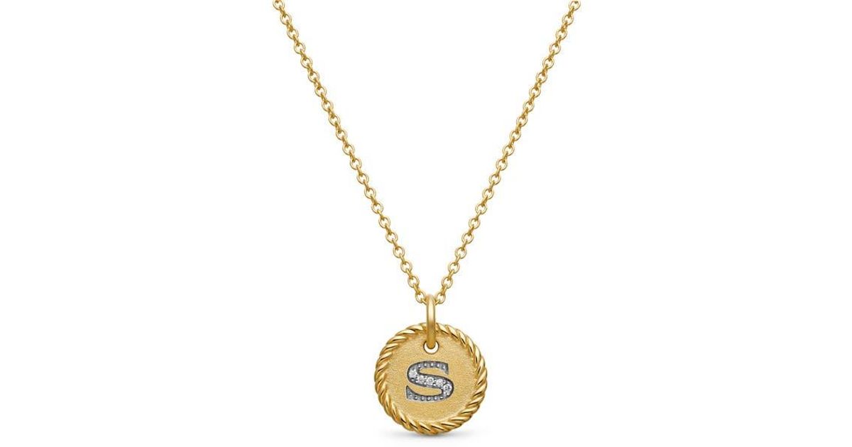 David Yurman Cable Collectibles Diamond Initial Pendant Necklace in ...