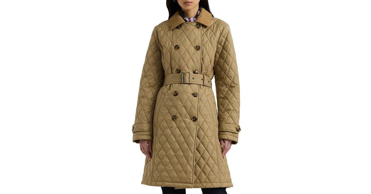 Ralph Lauren Quilted Trench in Green | Lyst