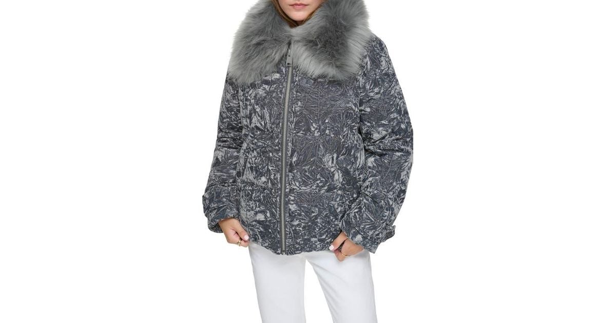 Andrew Marc Charleroi Faux Fur Collar Down & Feather Fill Velvet Puffer ...