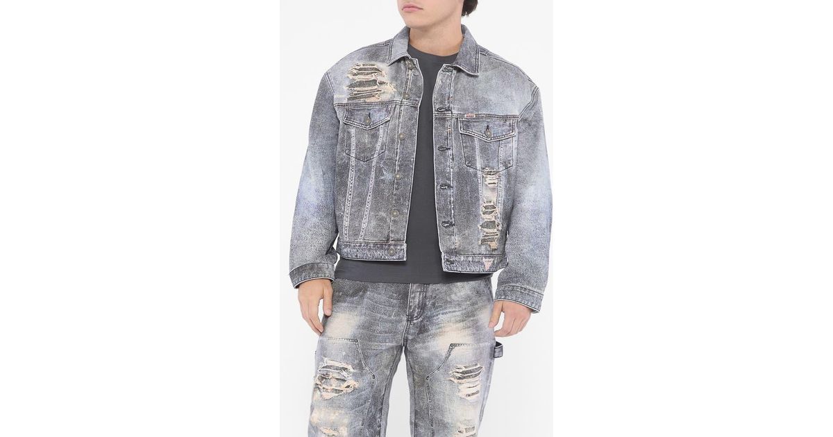 Guess Go Print Denim Trucker Jacket in Blue for Men | Lyst
