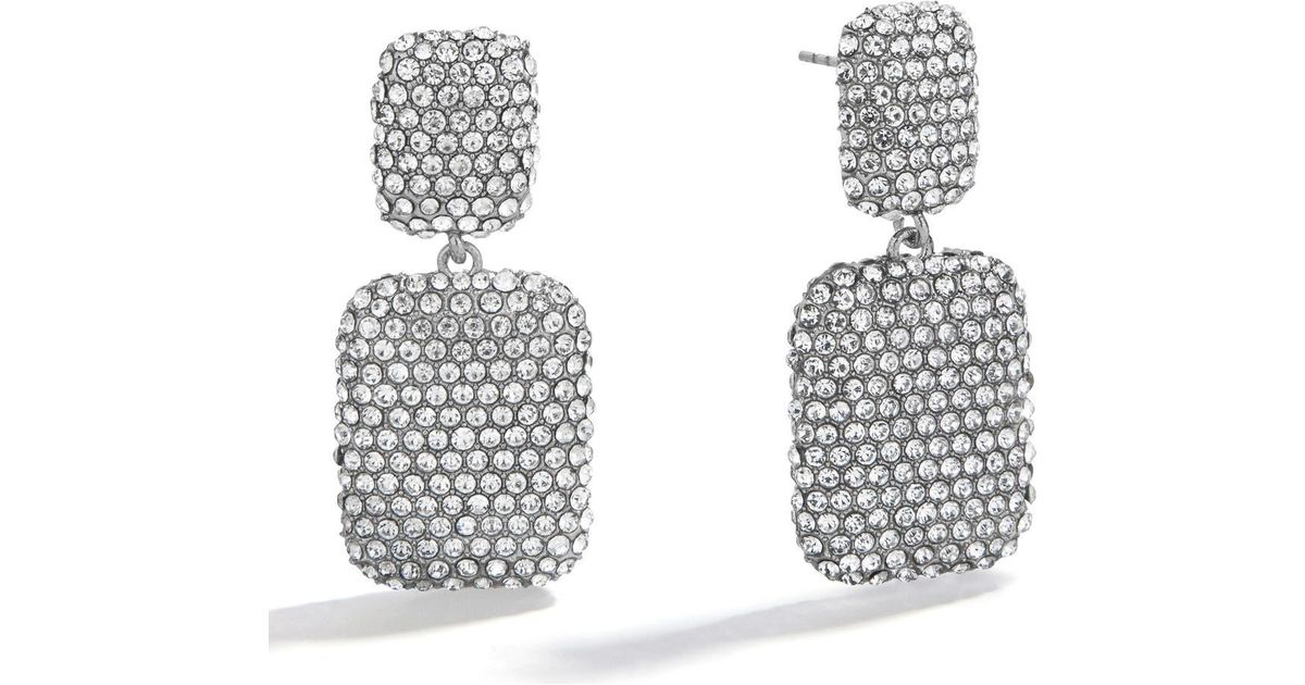 BaubleBar Gloria Pavé Drop Earrings in White | Lyst