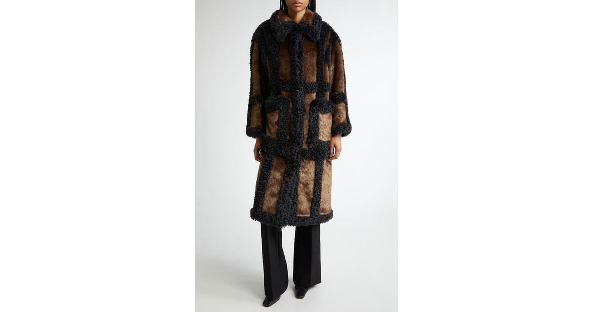 Stand Studio Hayden Oversize Faux Fur Coat in Black | Lyst