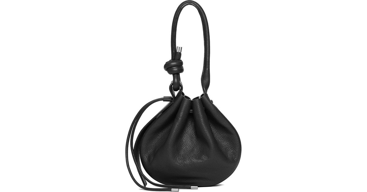 BEHNO Medium Ina Pebble Leather Shoulder Bag in Black | Lyst