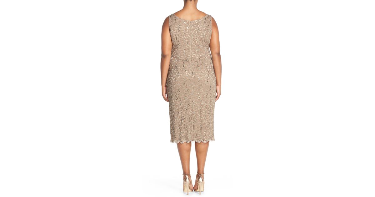 Alex Evenings Lace Cocktail Dress With Jacket in Champagne (Metallic ...
