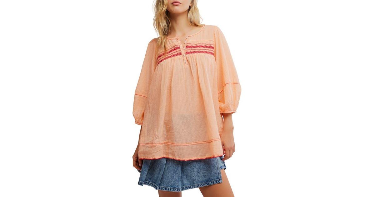 Free People Dylan Smocked Tunic in Blue | Lyst