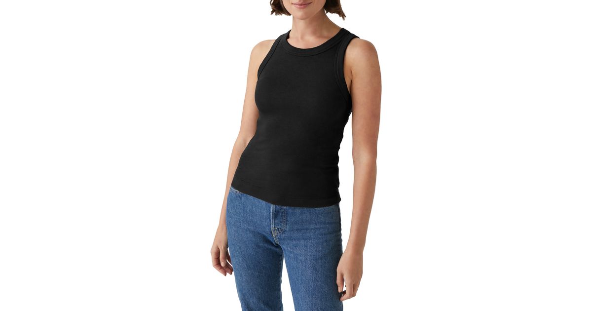 Michael Stars Gina Cotton & Modal Rib Tank in Black | Lyst