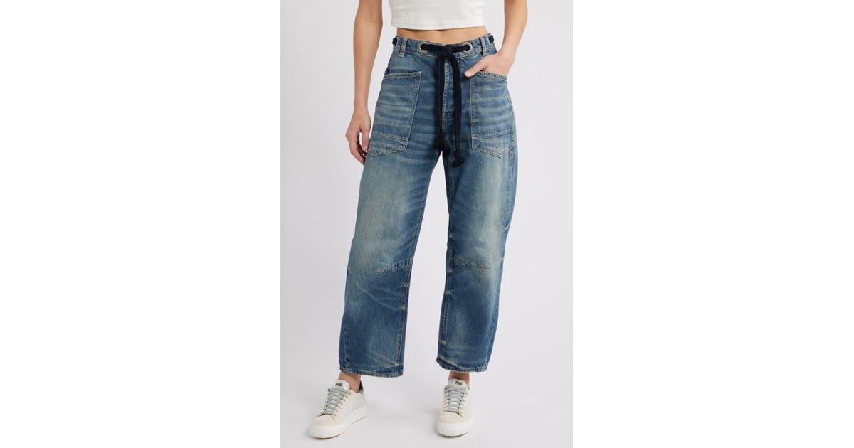 Free People We The Free Moxie Mid Rise Barrel Jeans in Blue | Lyst