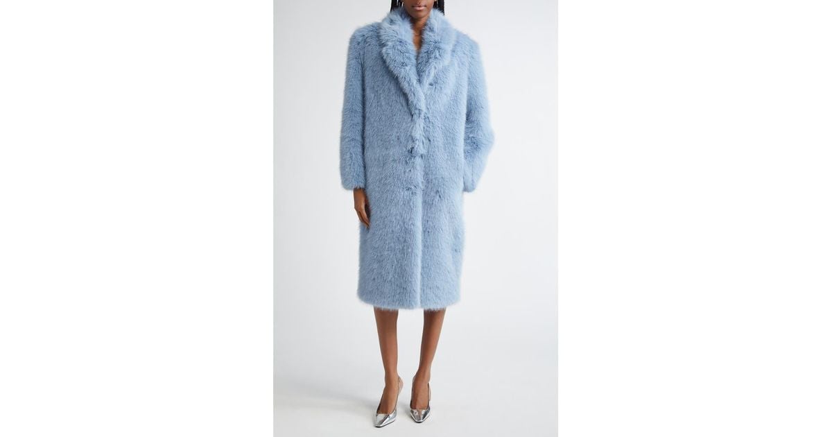 Stand Studio Mckenna Faux Fur Coat in Blue | Lyst