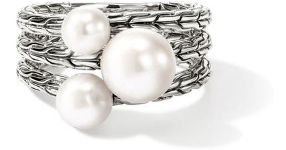 John Hardy Jh Essentials Pearl Three Row Ring | Lyst