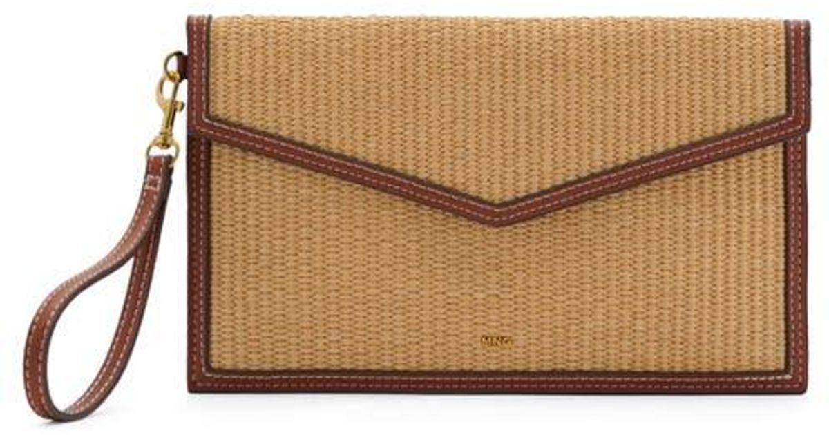 Mango Raffia Clutch in Brown | Lyst