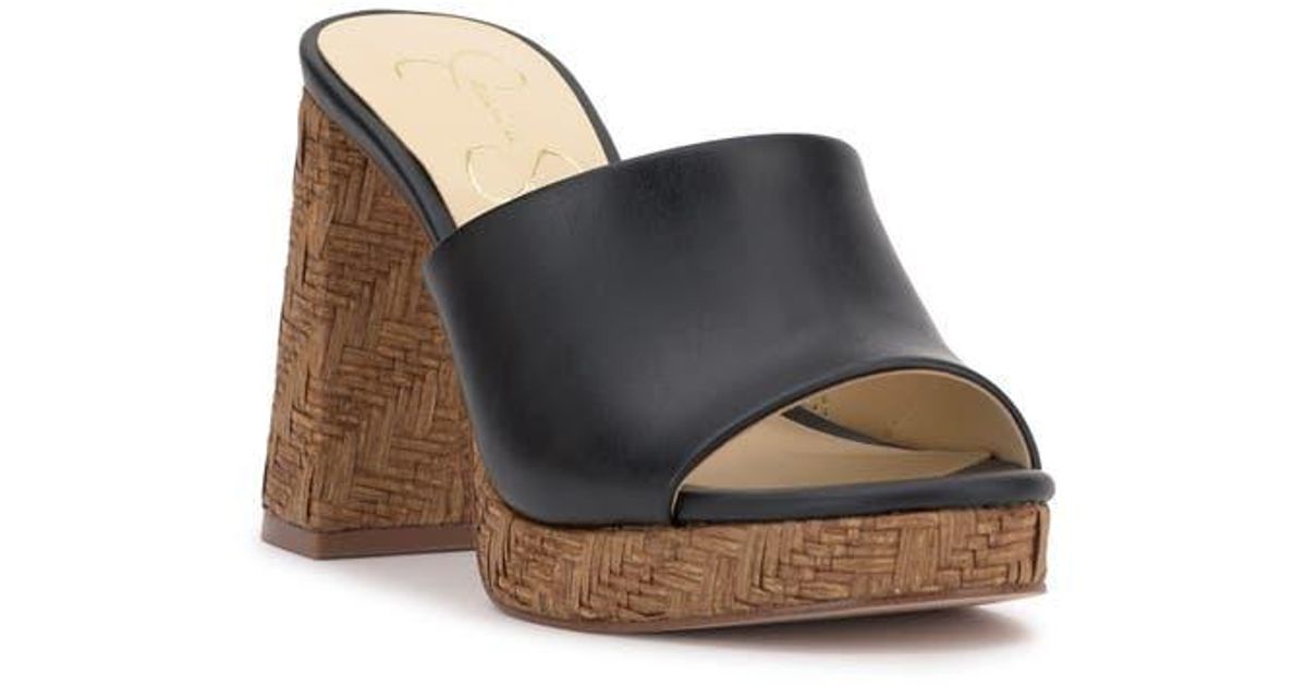 Jessica Simpson Kameena Platform Wedge Sandal in Black | Lyst