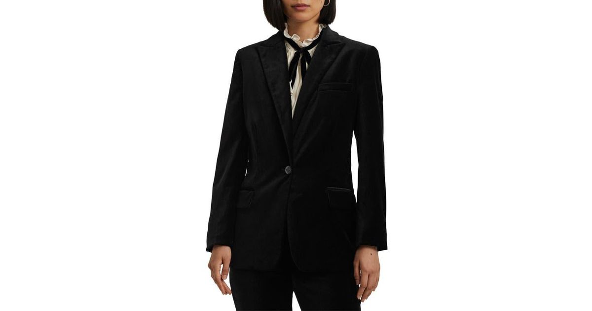Ralph Lauren Stretch Velour Blazer in Black | Lyst