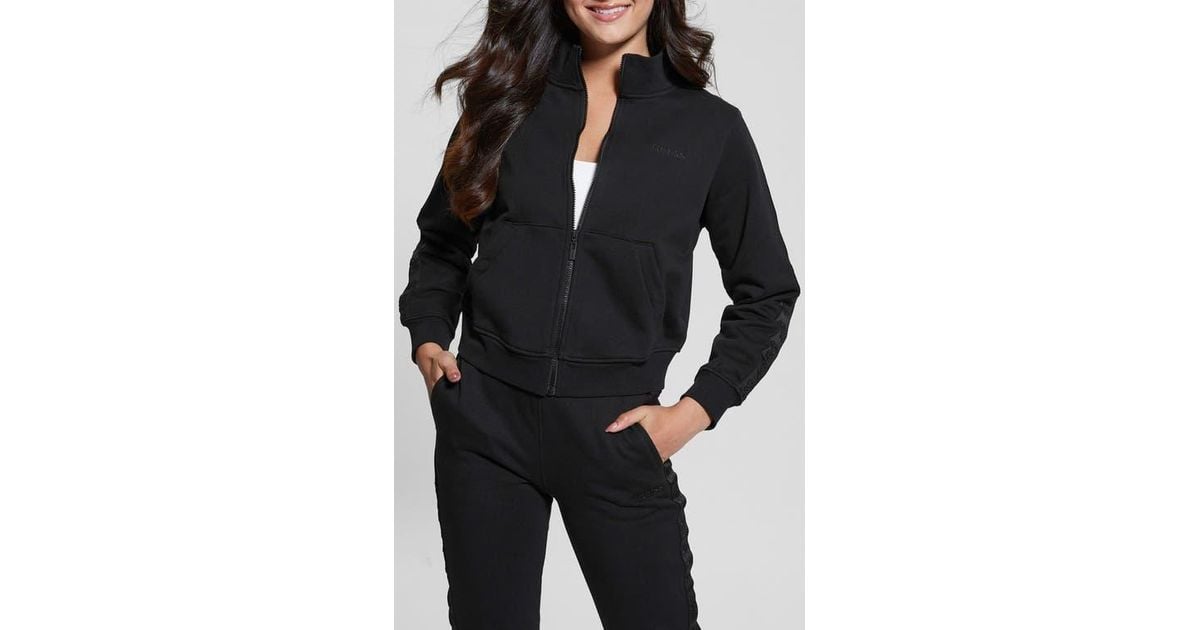 Guess Stacie Fleece Jacket in Black | Lyst