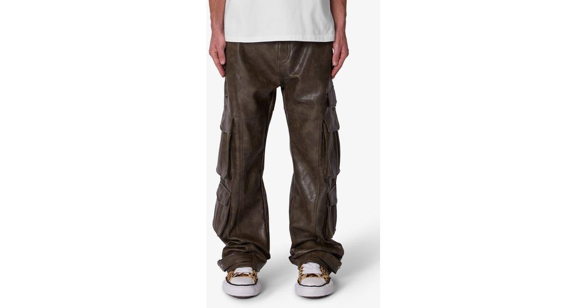 MNML G33 Faux Leather Cargo Pants in Black for Men | Lyst