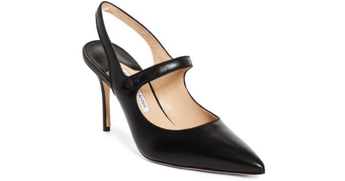 Manolo Blahnik Camparisli Pointed Toe Mary Jane Slingback Pump in Black | Lyst