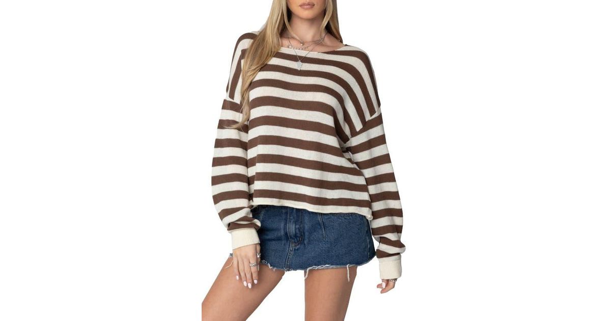 Edikted Anney Oversize Stripe Sweater in Black | Lyst