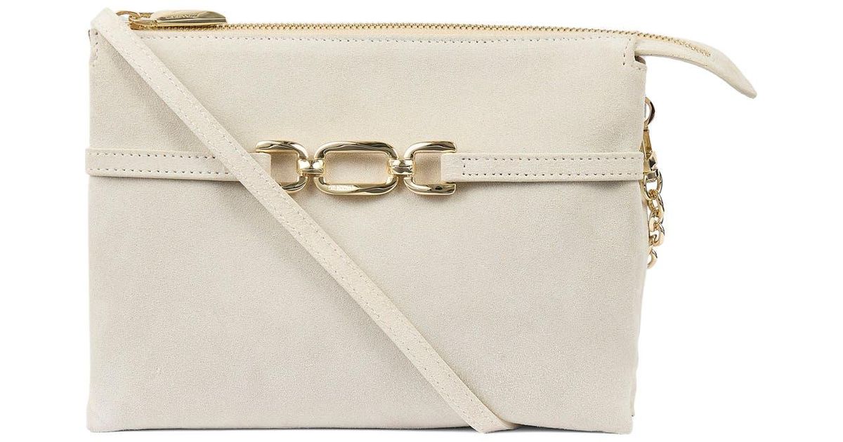 LK Bennett Cleo Oloid Slouch Suede Crossbody Bag in Natural | Lyst