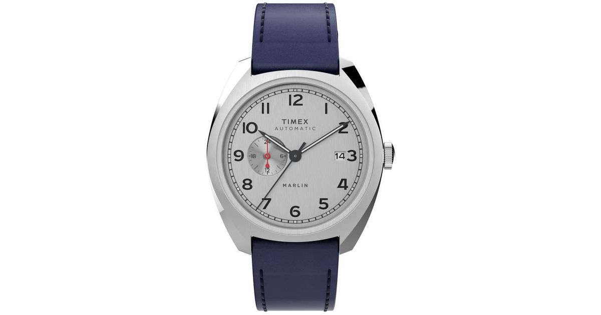 Timex Marlin Automatic Leather Strap Watch, 39Mm in Gray for Men | Lyst