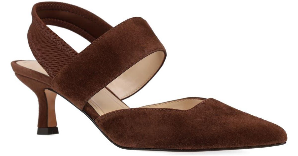 Pelle Moda Kiam Slingback Pointed Toe Kitten Heel Pump in Brown | Lyst