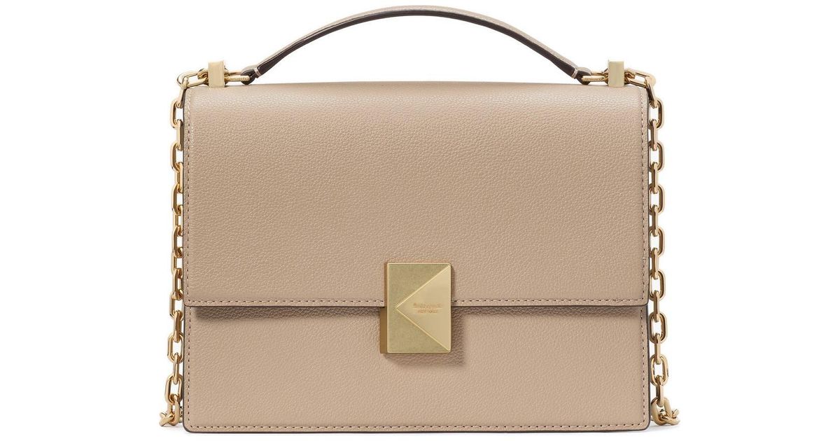 Kate Spade Deco Pebbled Leather Convertible Crossbody Bag in Natural | Lyst