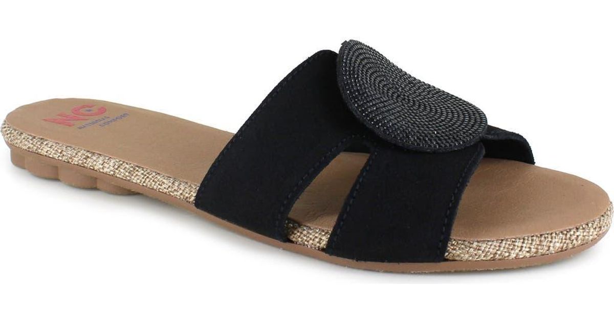 National Comfort Granada Flat Slide Sandal in Black | Lyst