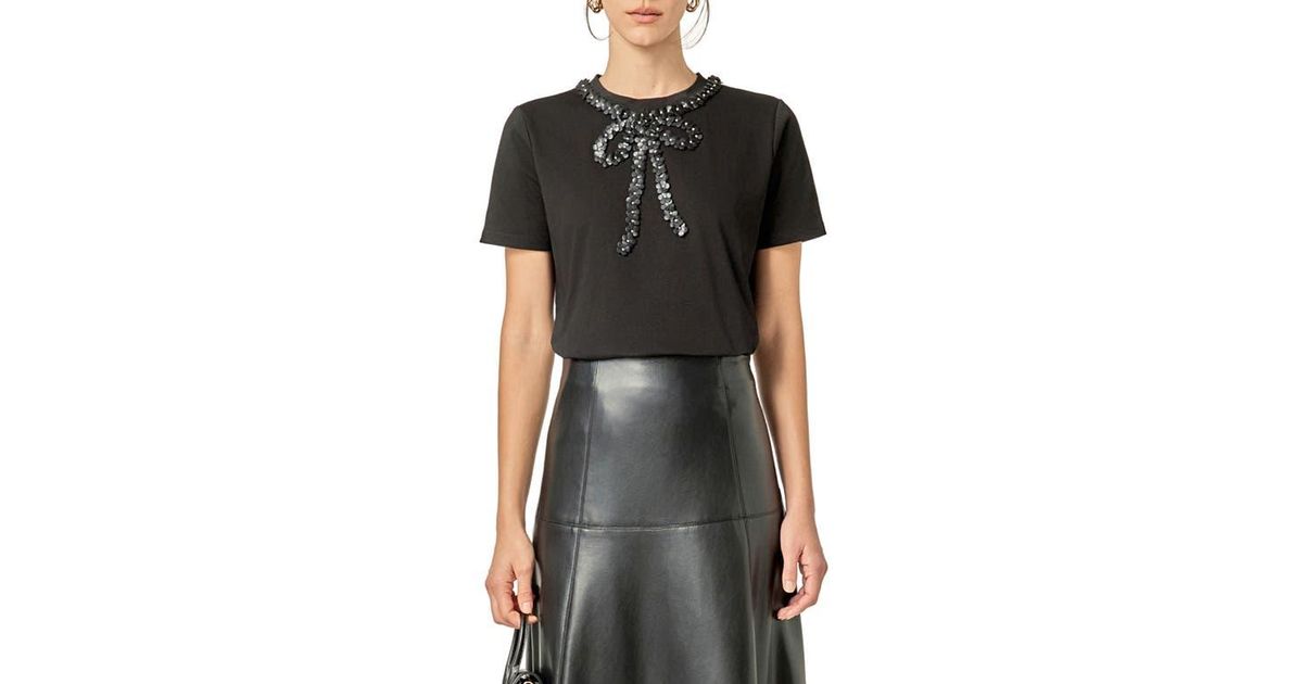 English Factory Embellished Floral Bow Top in Black | Lyst