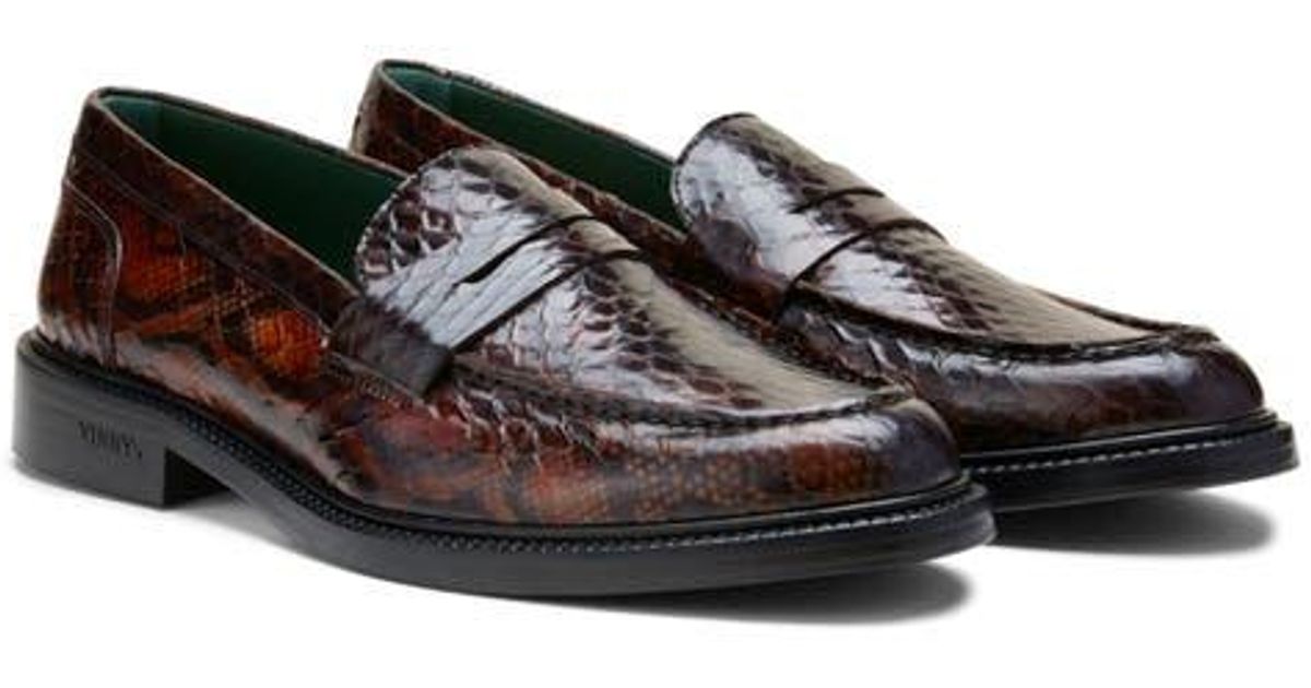 VINNY'S Townee Snake Embossed Penny Loafer in Black for Men | Lyst