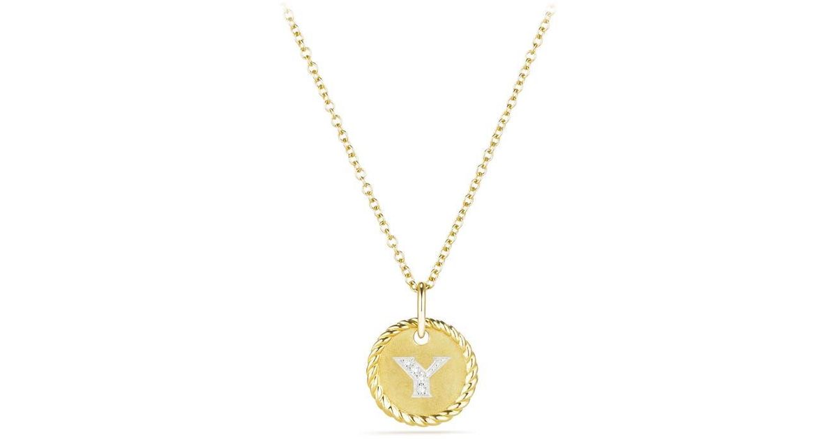 David Yurman Cable Collectibles Diamond Initial Pendant Necklace in ...