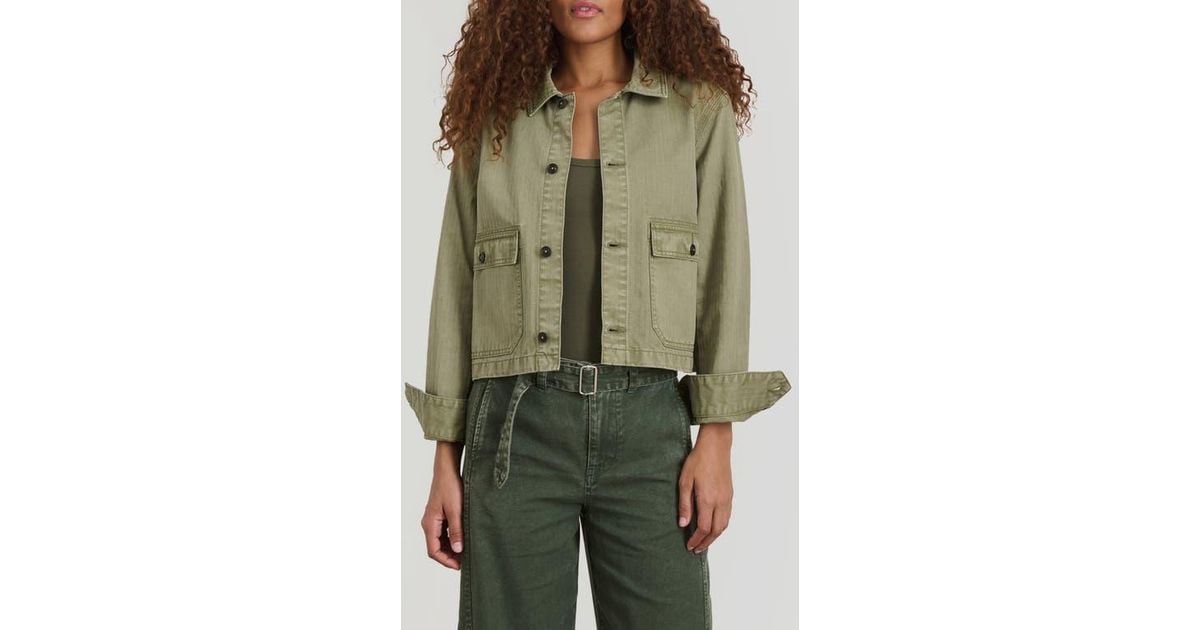 Alex Mill Marfa Crop Herringbone Twill Work Jacket in Green | Lyst