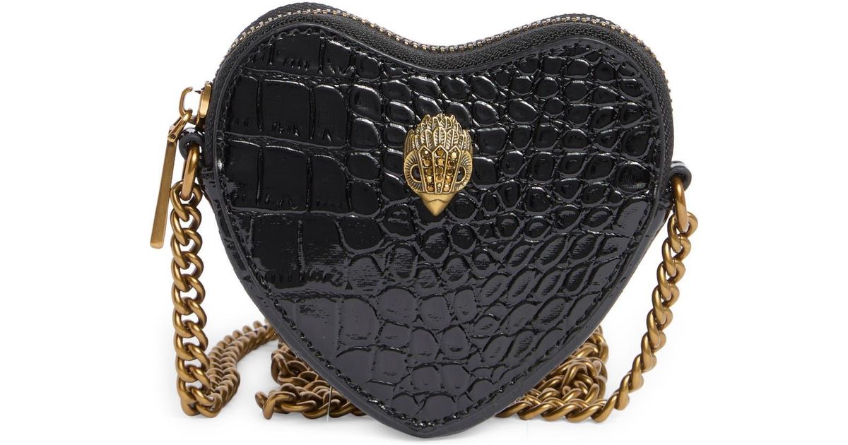 Kurt Geiger Micro Heart Leather Crossbody Bag in Black | Lyst