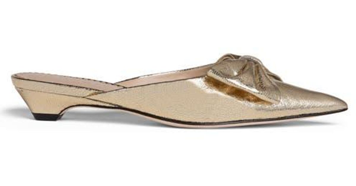 Allegra James Bowie Leather Bow Slide in Metallic | Lyst