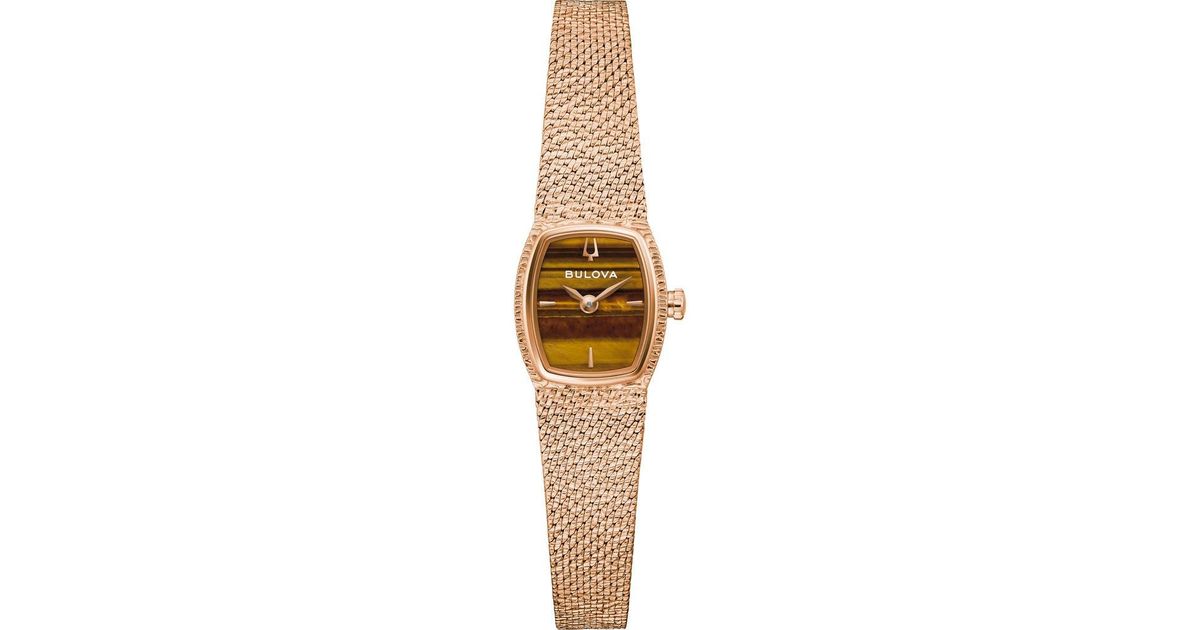 Bulova Goddess Of Time Tiger's Eye Mesh Strap Tonneau Watch, 17Mm in ...