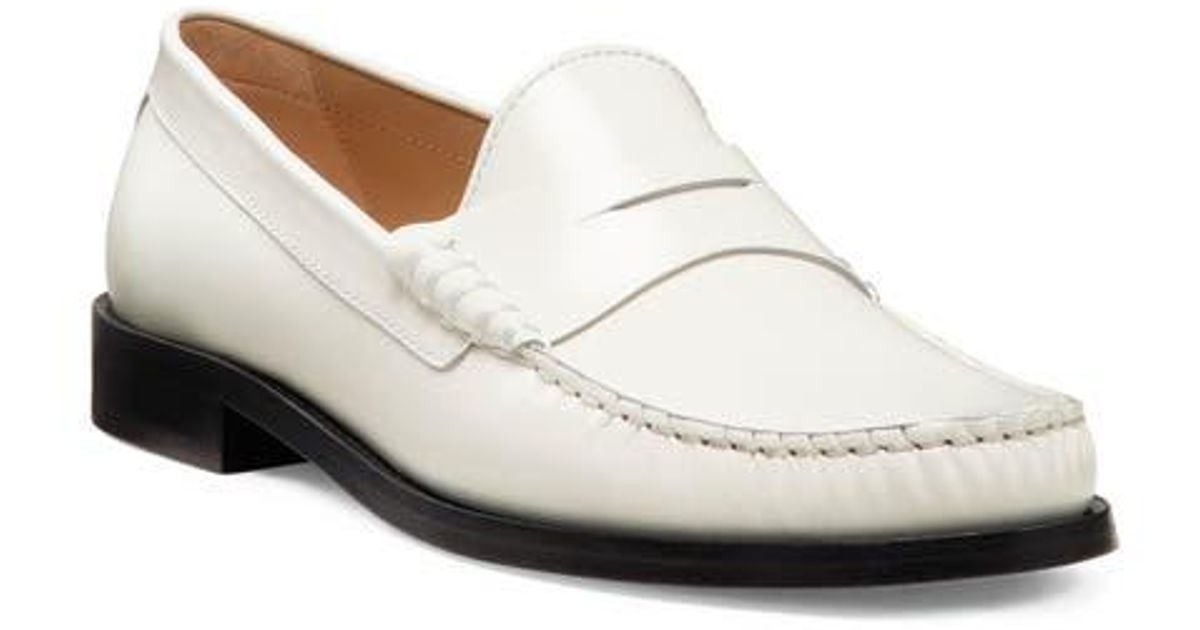 Stuart Weitzman Lottie Penny Loafer in White | Lyst