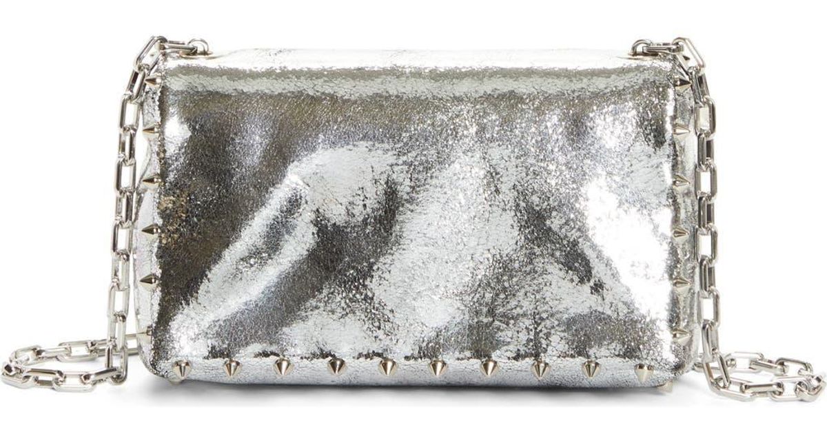 Christian Louboutin Spiky Soft Laminated Leather Crossbody Pouch in ...