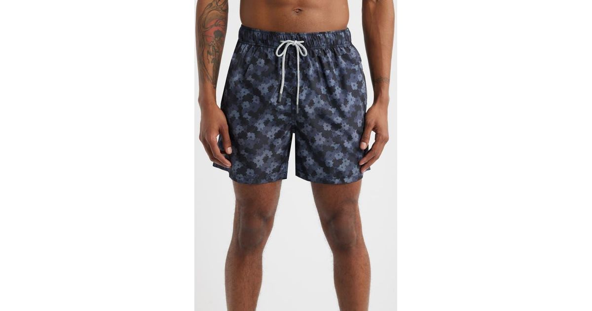 Vintage Summer Ponji Floral Volley Swim Trunks in Blue for Men | Lyst