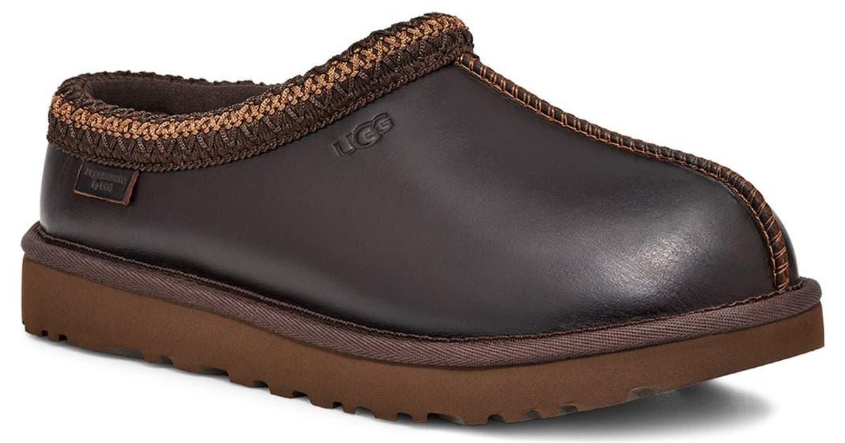 UGG Tasman Leather Slipper in Brown | Lyst