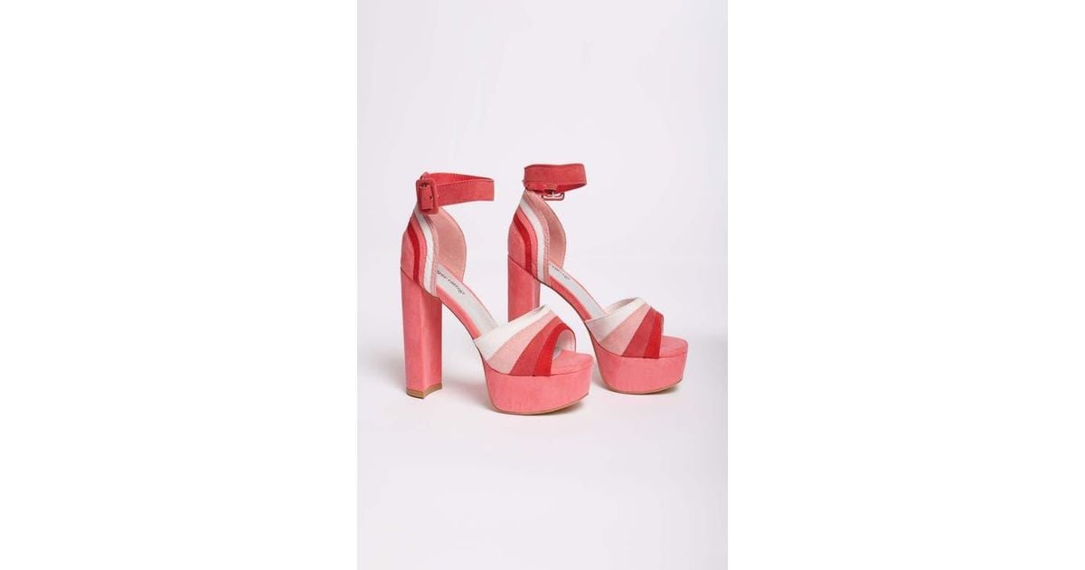 Unique Vintage Peep Toe Platform Heels in Red | Lyst