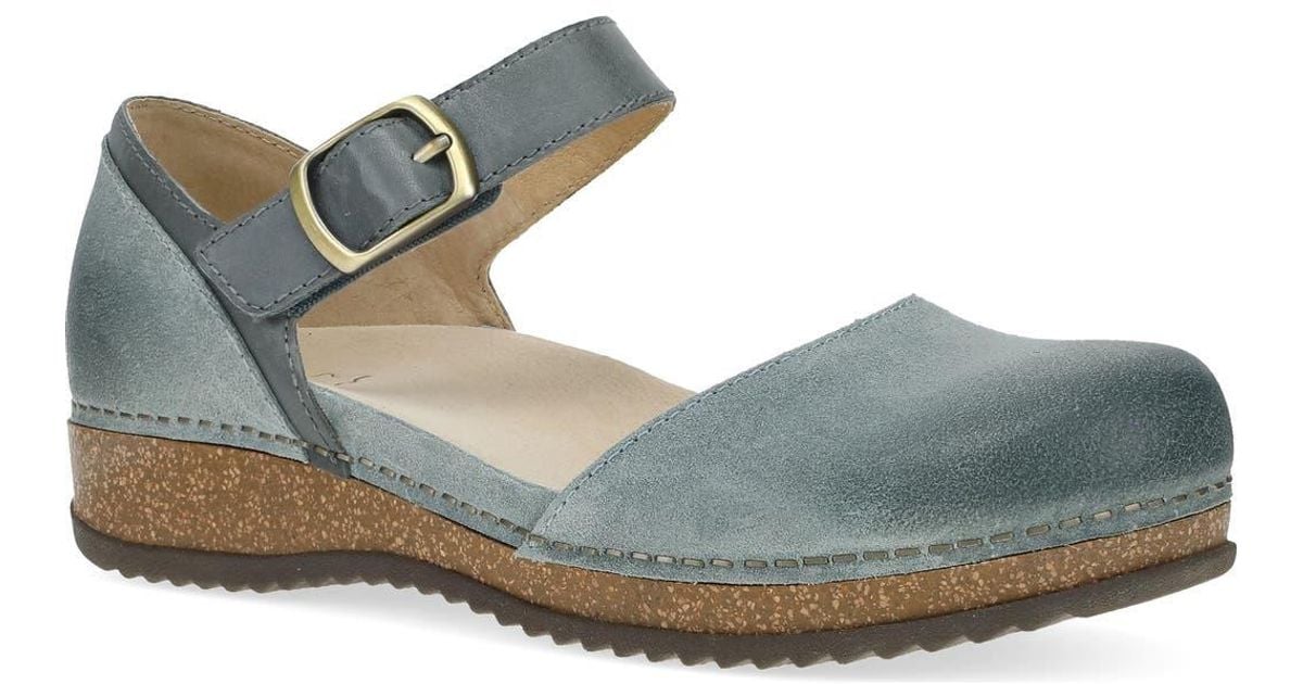 Dansko Mae Ankle Strap Platform Clog in Blue | Lyst