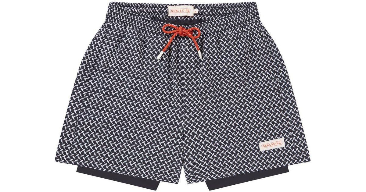 SealSkinz Southwood Fish Print Swim Trunks in Blue for Men | Lyst