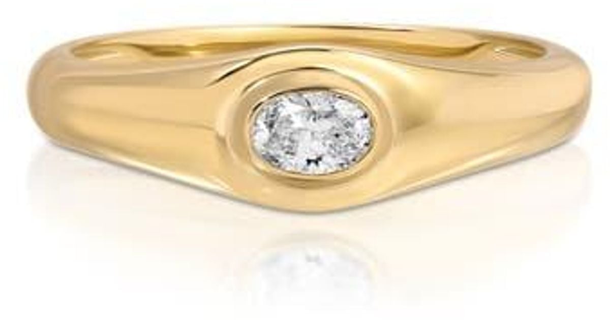 EF Collection Oval Diamond Signet Ring | Lyst