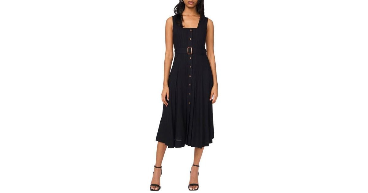 Halogen® Sleeveless A-Line Midi Dress in Black | Lyst