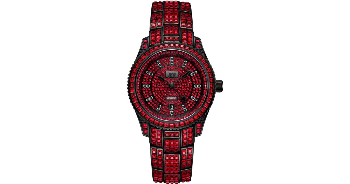 JBW Reserve Jet Setter Diamond & Crystal Bracelet Watch in Red for Men ...