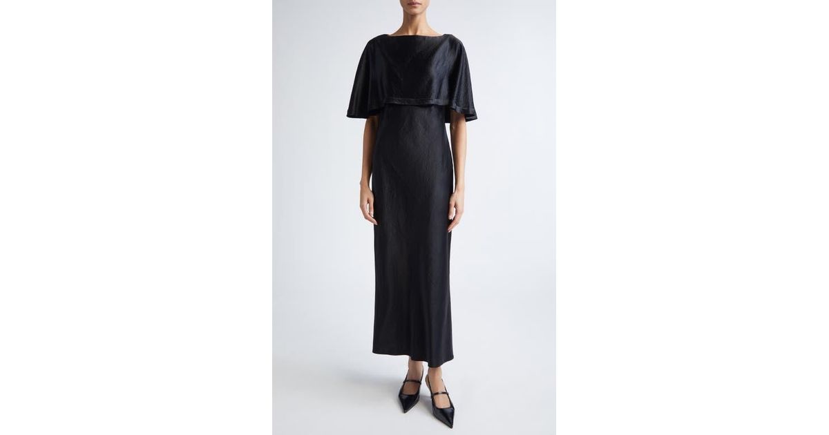 Jason Wu Cape Overlay Washed Twill Gown in Black | Lyst