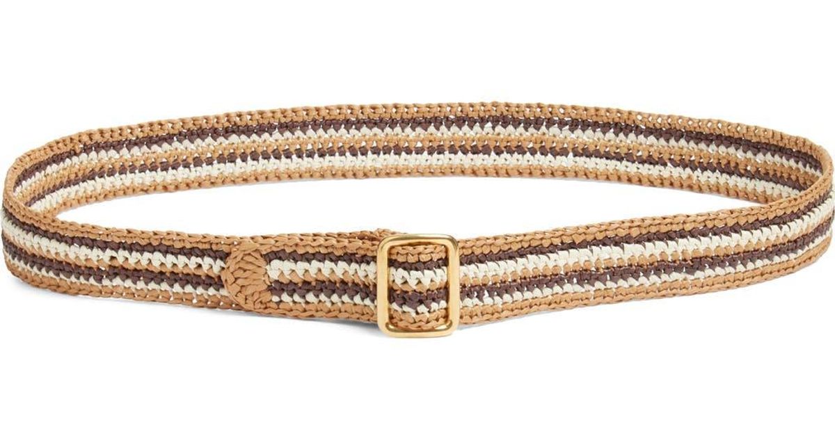 The Row Ara Stripe Woven Straw Belt in Metallic | Lyst