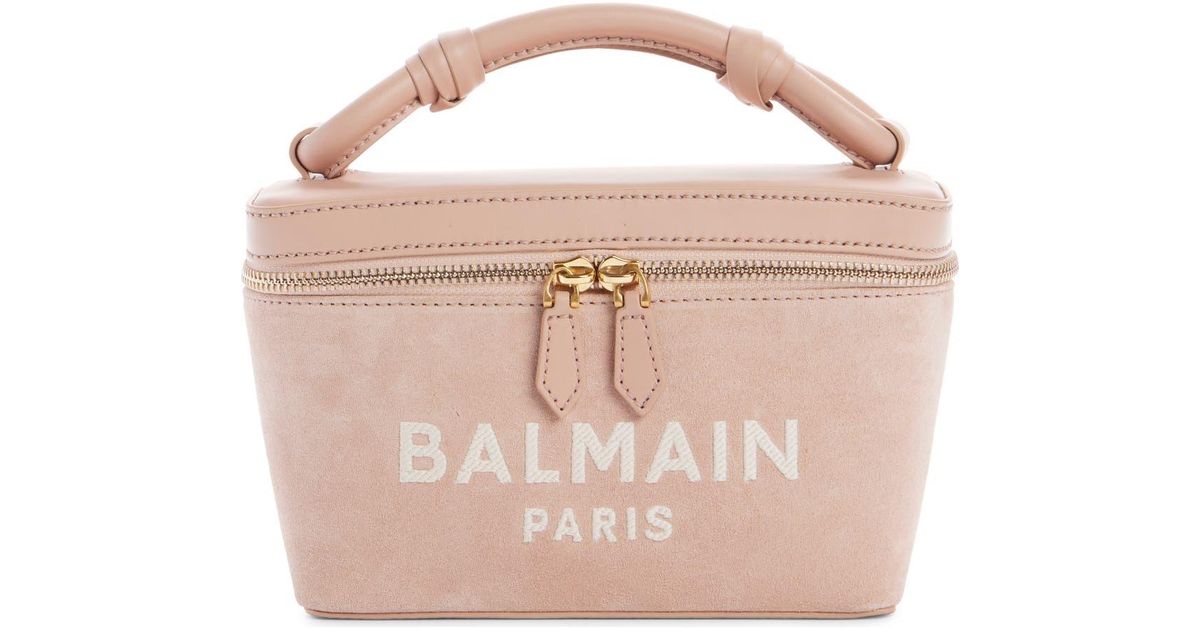Balmain B-Army Suede Vanity Crossbody Bag in Pink | Lyst