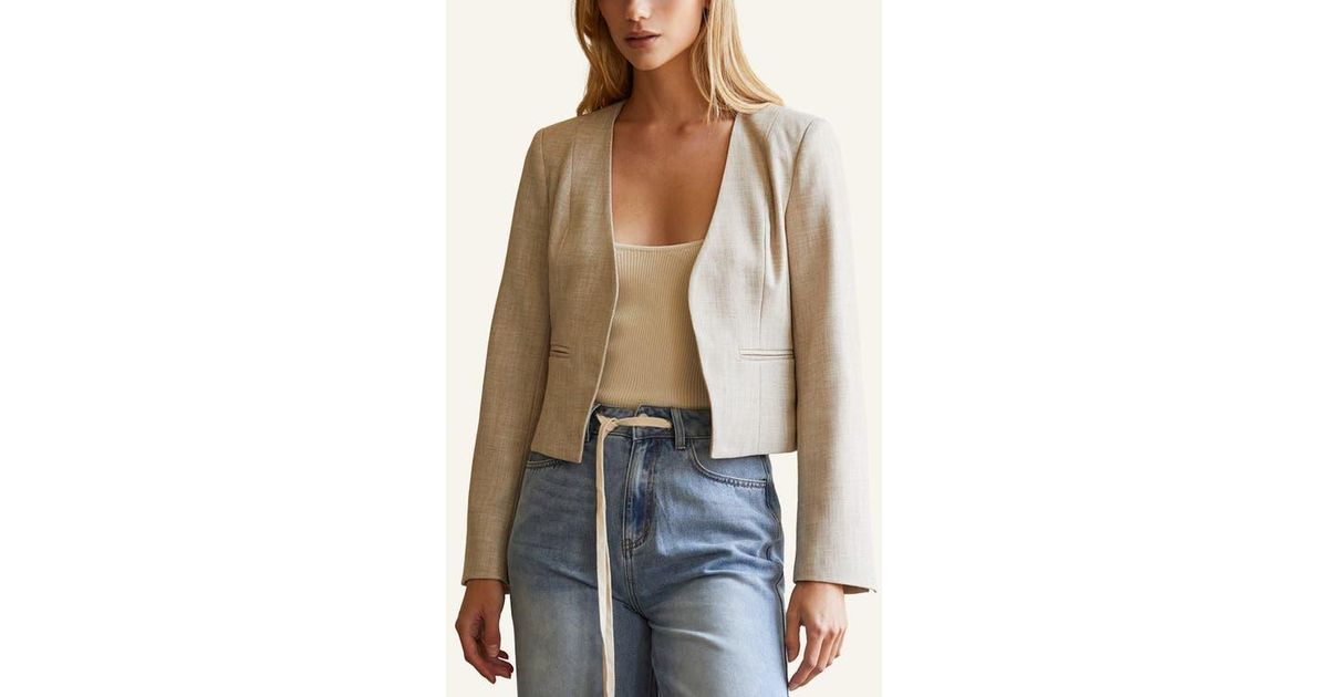 Crescent Crop Open Blazer in Blue | Lyst