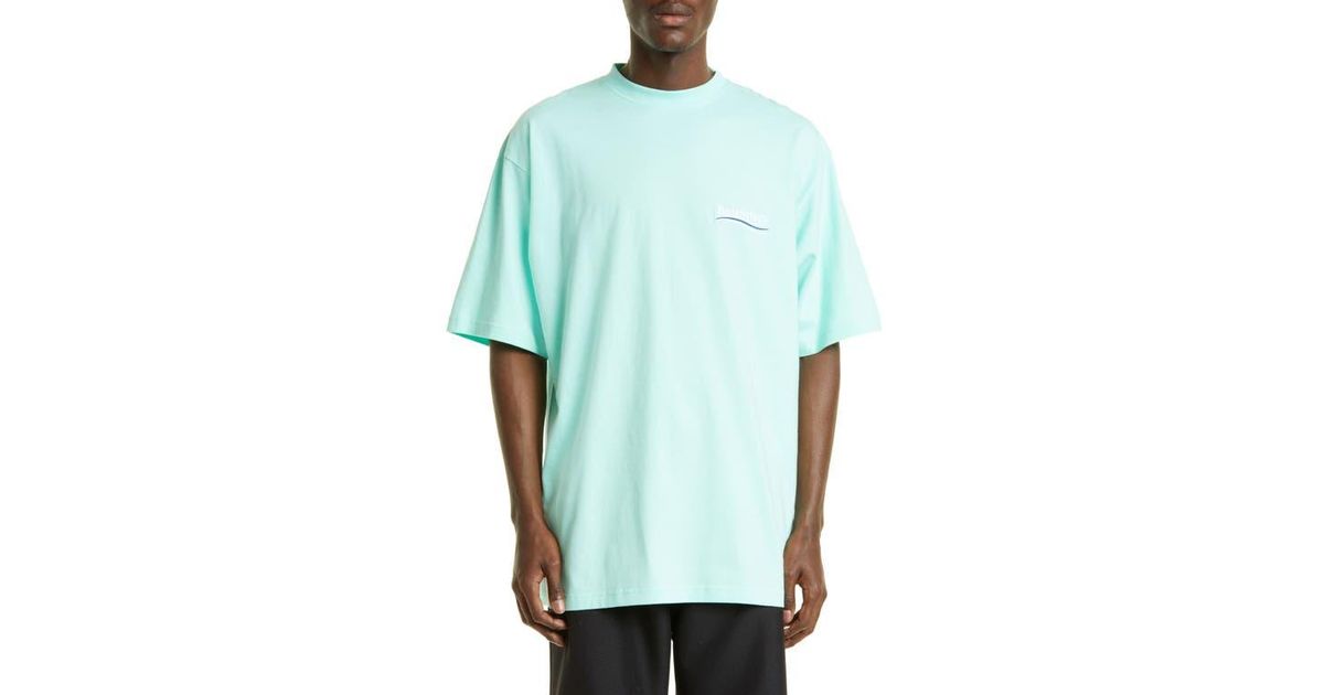 Balenciaga Campaign Logo Oversize Cotton Graphic Tee in Green for Men ...