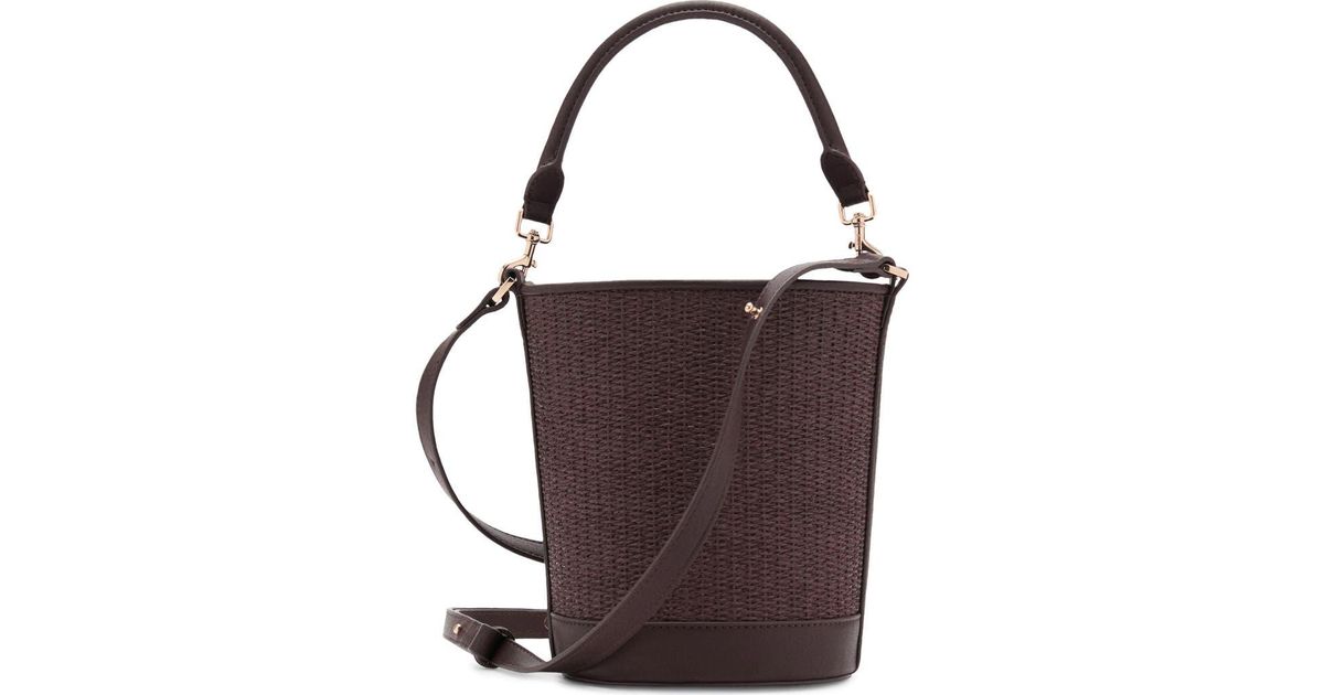 Mango Small Raffia Bucket Bag in Brown | Lyst