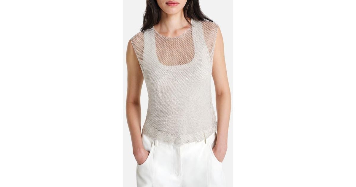 Twp Chloe Sheer Mesh Tank in White | Lyst